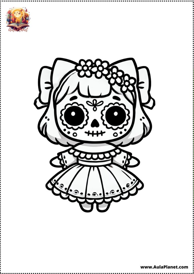Dibujos de Catrinas Kawaii para Colorear – Imprime Gratis