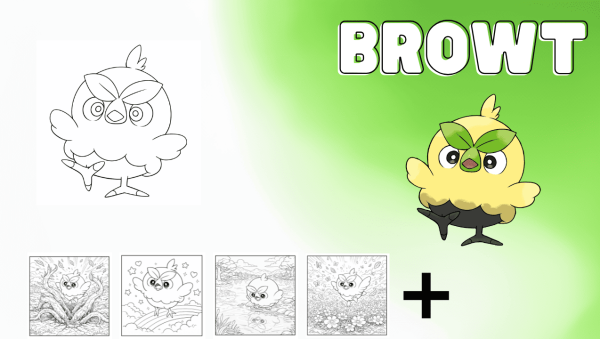 New Browt Coloring Pages – Free Printable Starter Pokémon