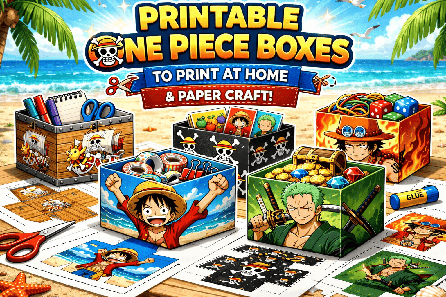 Printable One Piece Boxes Free | Papercraft Templates